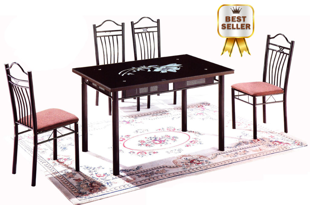 GlassTop/Metal Frame Dining Set Tempered - 6 Seaters - Sofaline ...
